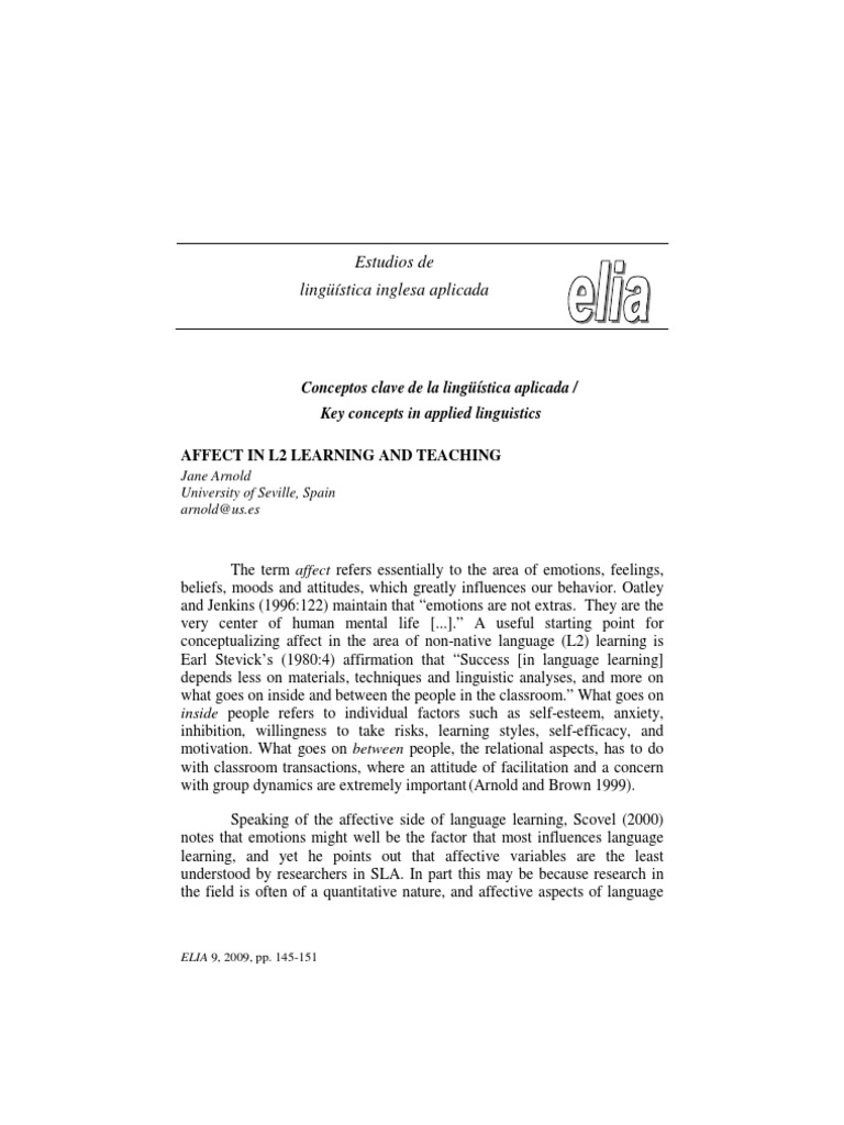 Affective Factors in L2 Learning | PDF | Second Language | Affect ...