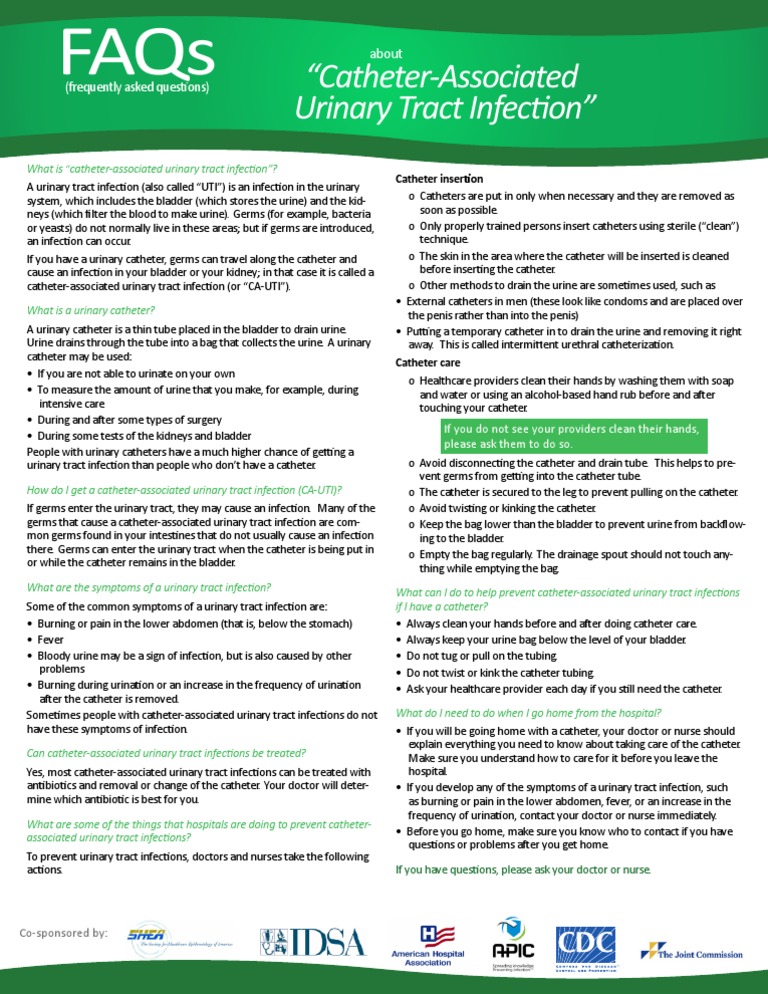 FAQs Catheter-Associated Urinary Tract Infection | PDF | Urinary Tract ...
