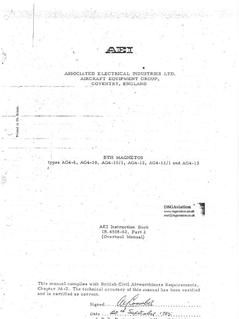 AEI BTH AG4 Magneto Manual PT 2 | PDF | Rotating Machines | Electric Power