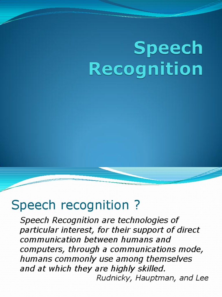 Speech Recognition1 | PDF | Speech | Speech Recognition