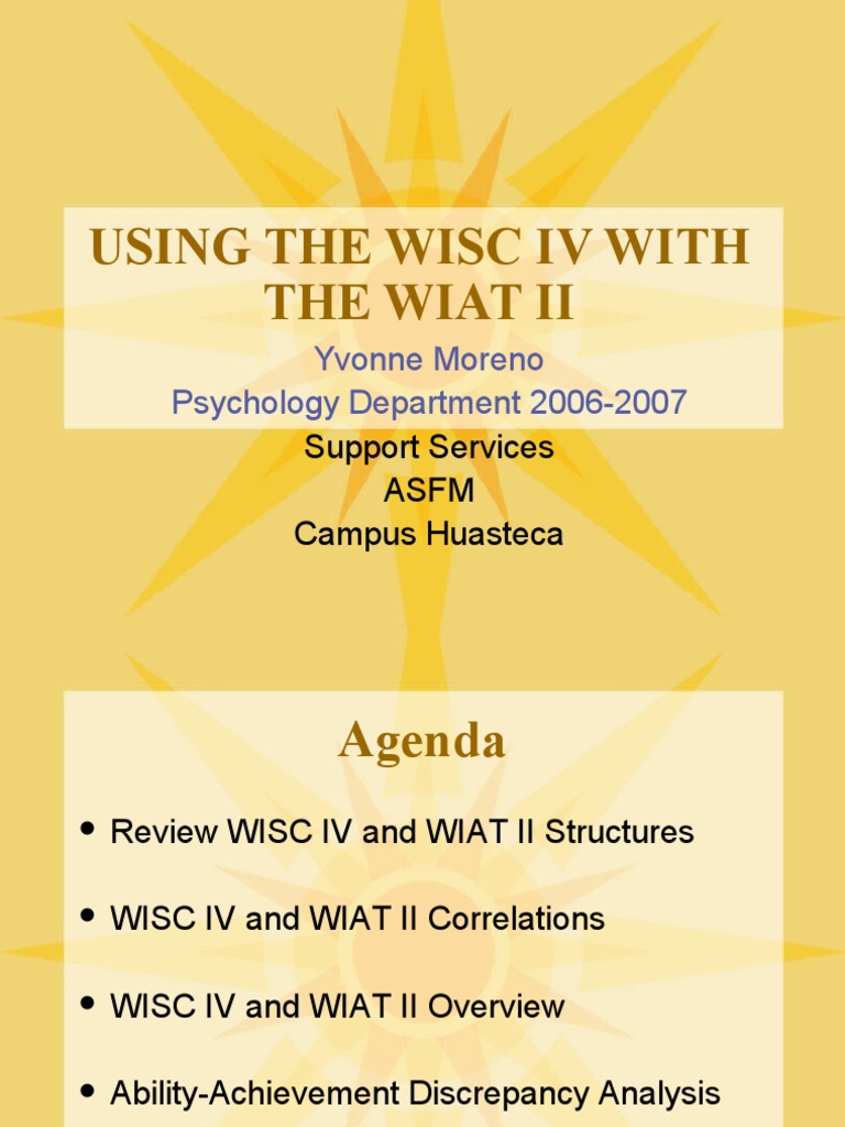 Using The Wisc Iv and The Wiat Ii | Wechsler Adult Intelligence Scale ...