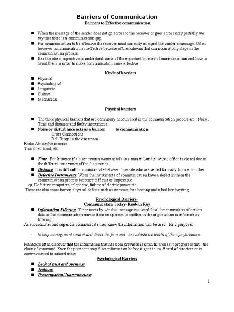 Barriers of Communication | PDF | Communication | Word