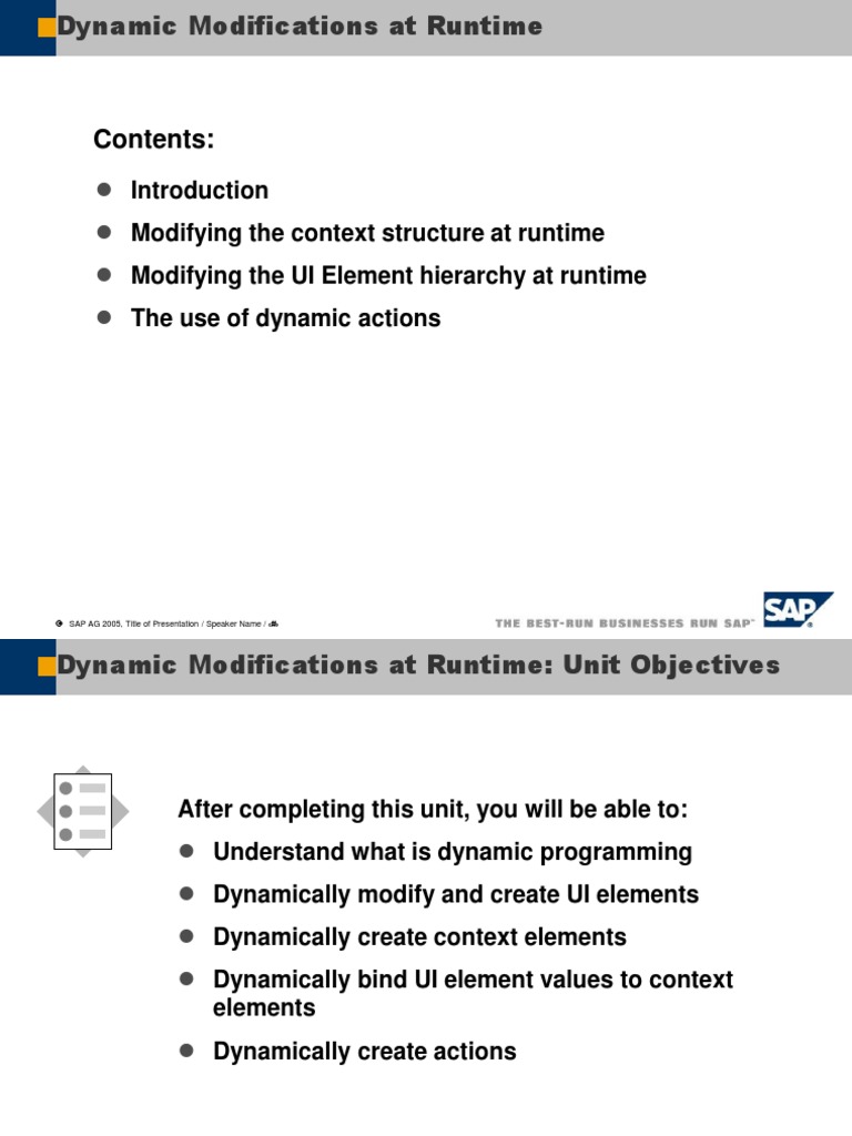 Dynamic UI and Context Modifications | PDF | Runtime System | Method ...