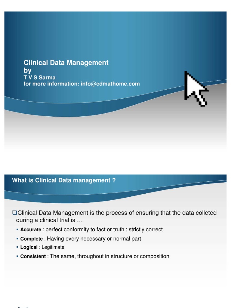 Clinical Data Management (Presentation by Sarma) | PDF | Clinical Trial ...