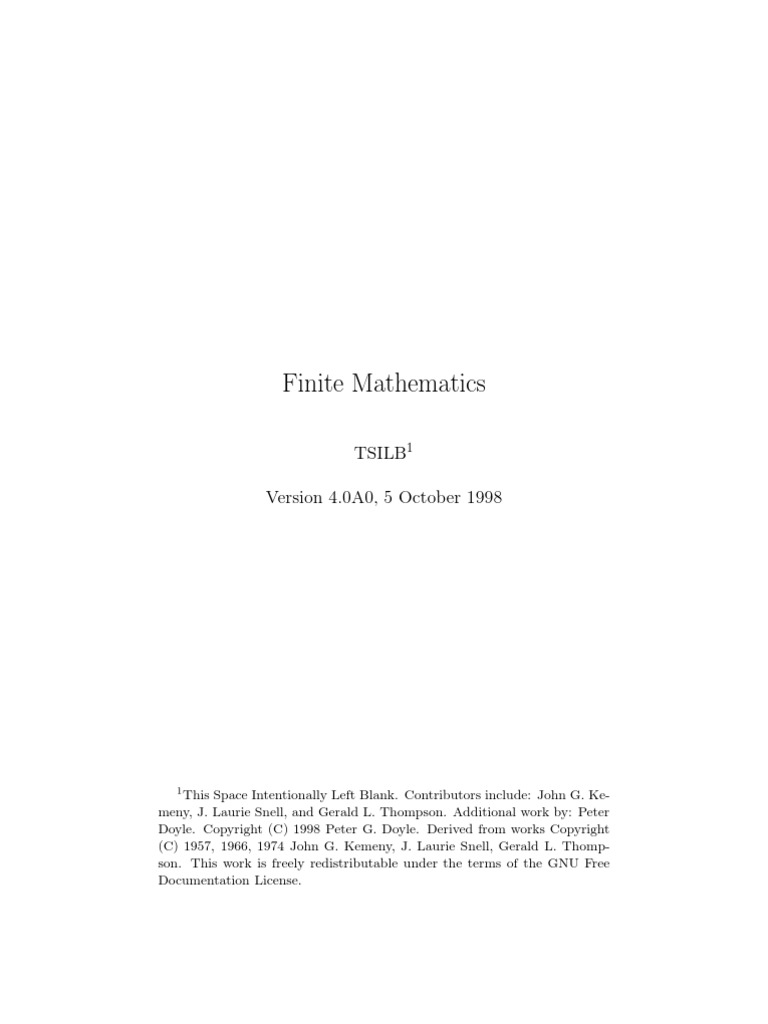 Finite Mathematics | PDF