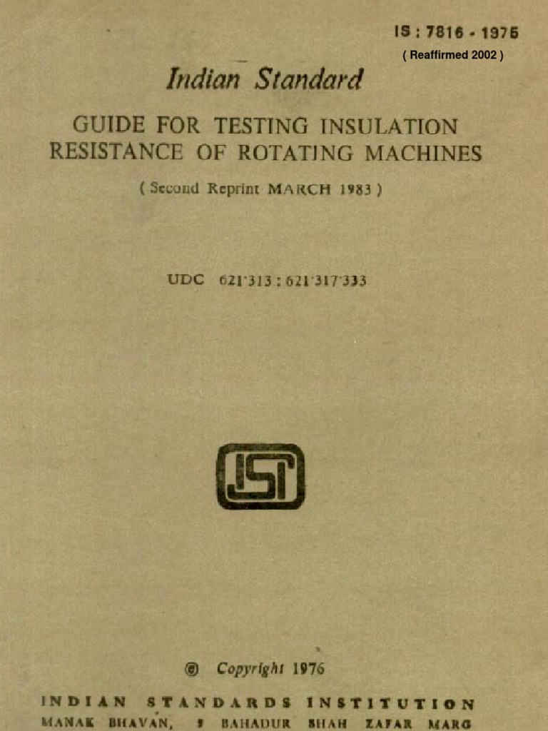 Guide For Testing Insulation Resistance of Rotating Machine | PDF ...
