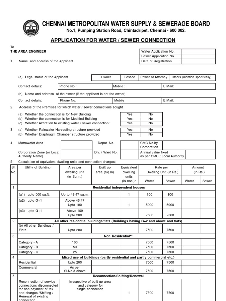 Chennai Metropolitan Water Supply & Sewerage Board: Application For ...