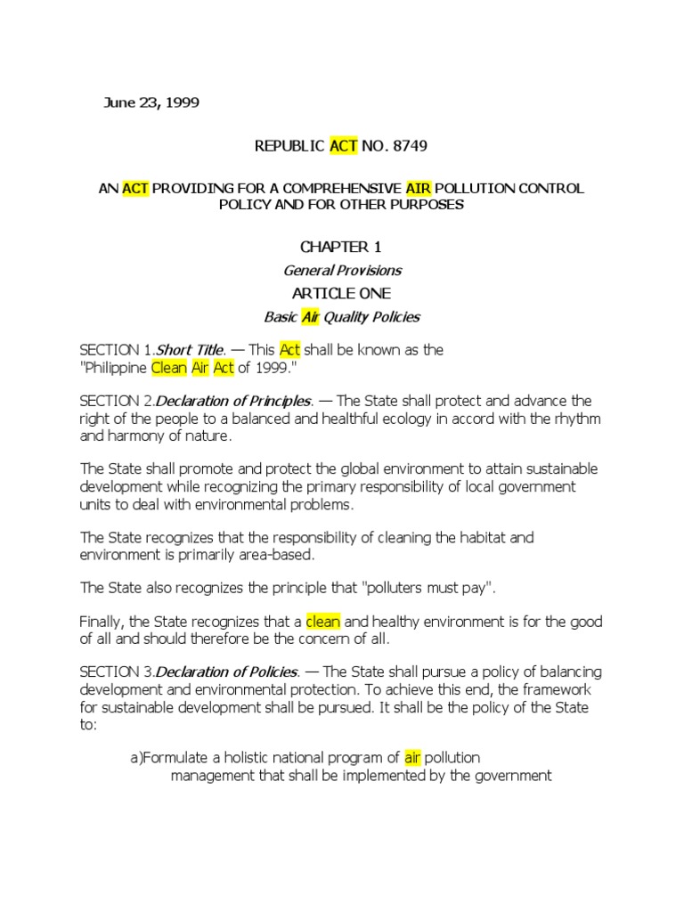 Clean Air Act Pdf Emission Standard Air Pollution