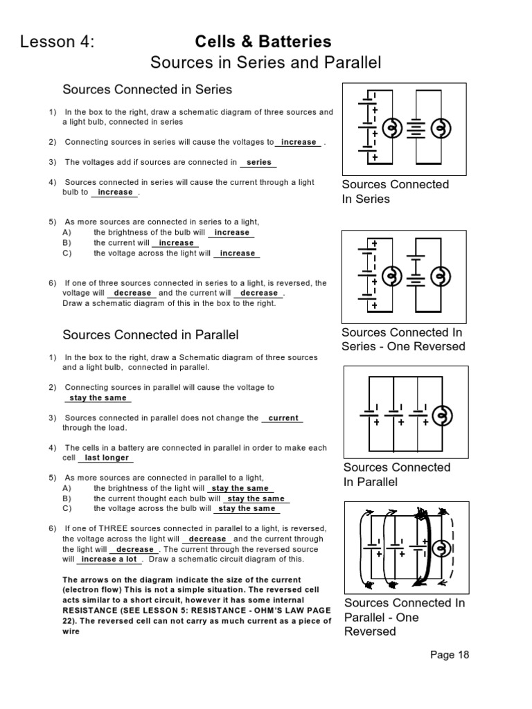 Cells & Batteries Sources in Series and Parallel: Lesson 4 | Download ...