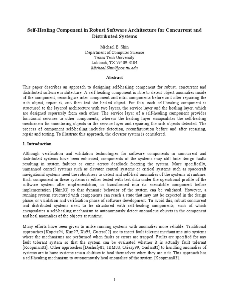 Self-Healing Component in Robust Software Architecture For Concurrent and Distributed Systems ...