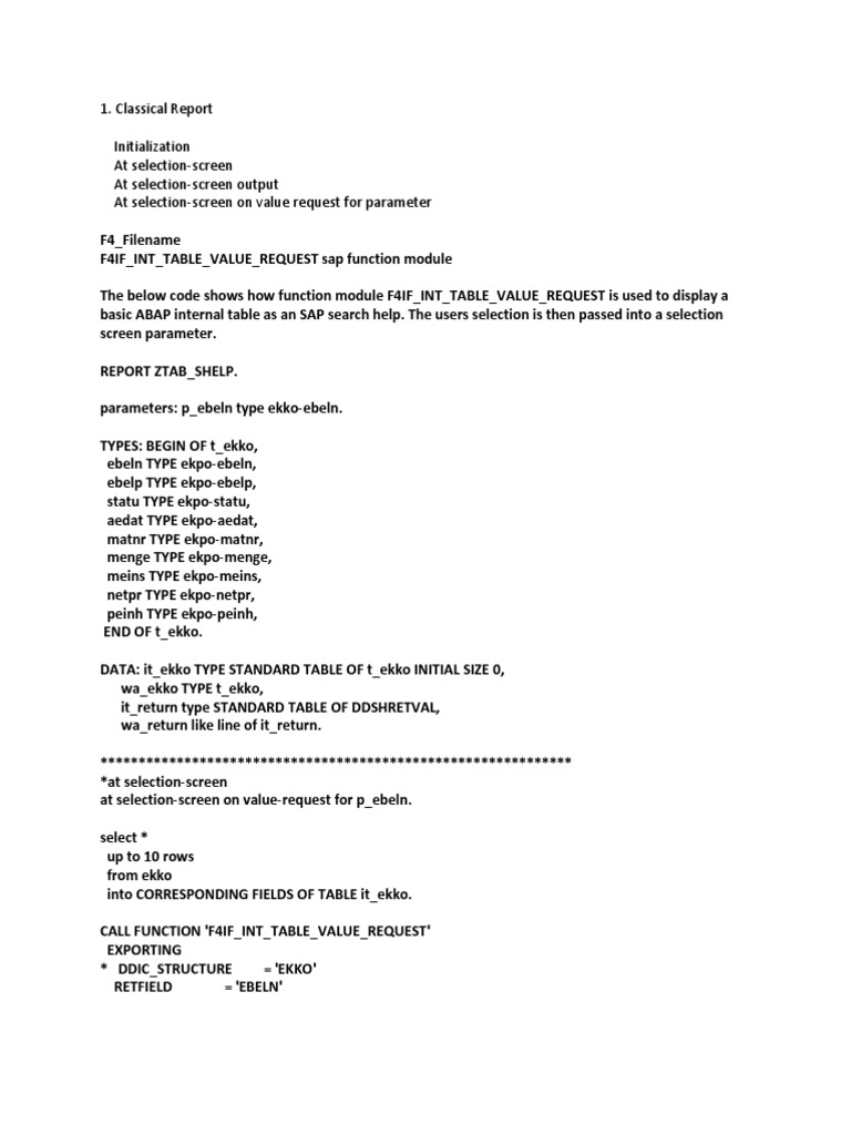 Abap | PDF | Parameter (Computer Programming) | Subroutine