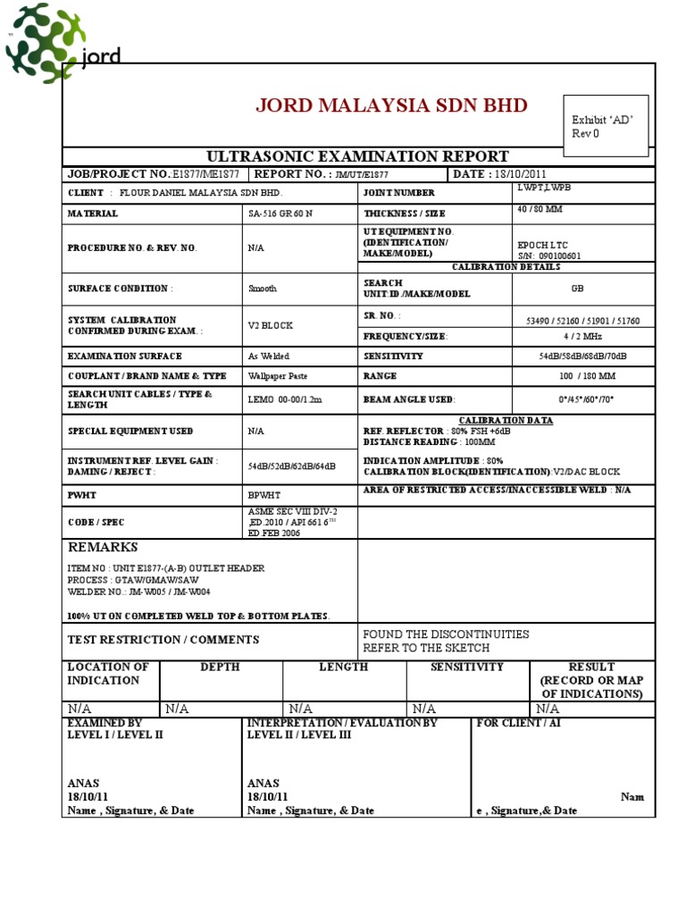 UT Report form