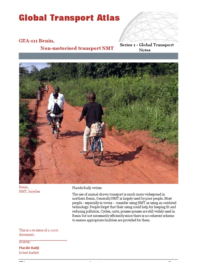 Gta-111 Benin, Non-Motorised Transport NMT | PDF | Road | Transport