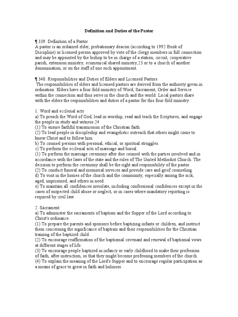 Duties of the Pastor | Elder (Christianity) | Baptism