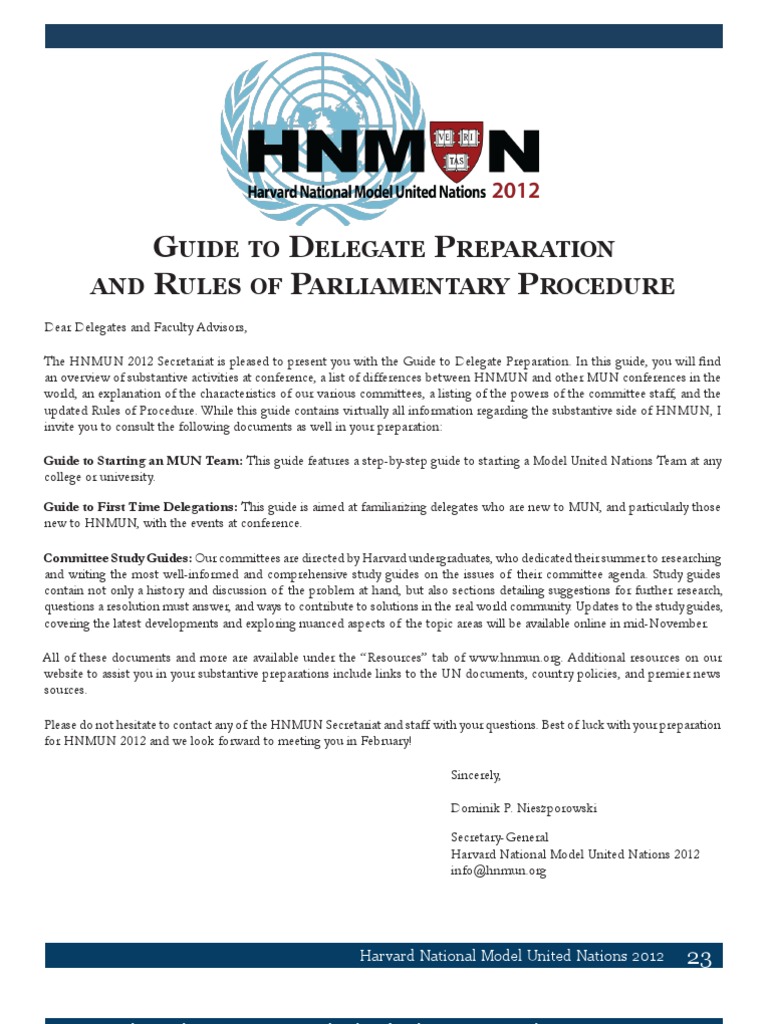 HNMUN Guide To Delegate Preparation | PDF | United Nations General ...