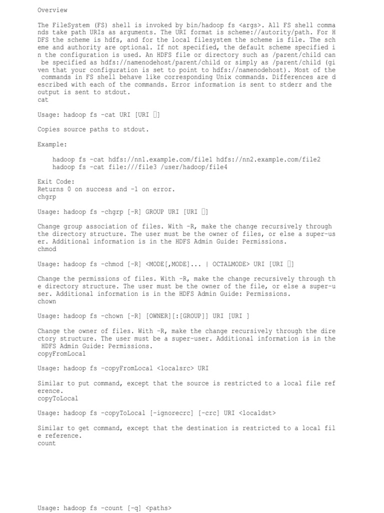 Hadoop Commands | PDF | Apache Hadoop | Computer File