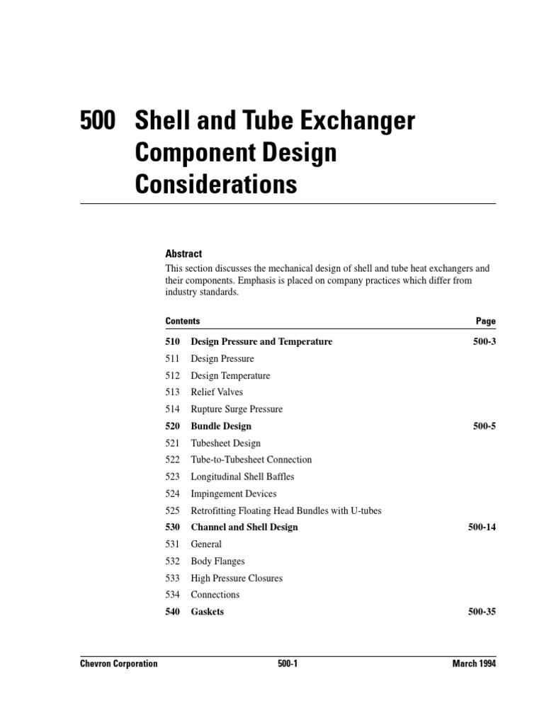 CHEVRON Shell and Tube Exchanger Component Design Considerations | PDF ...