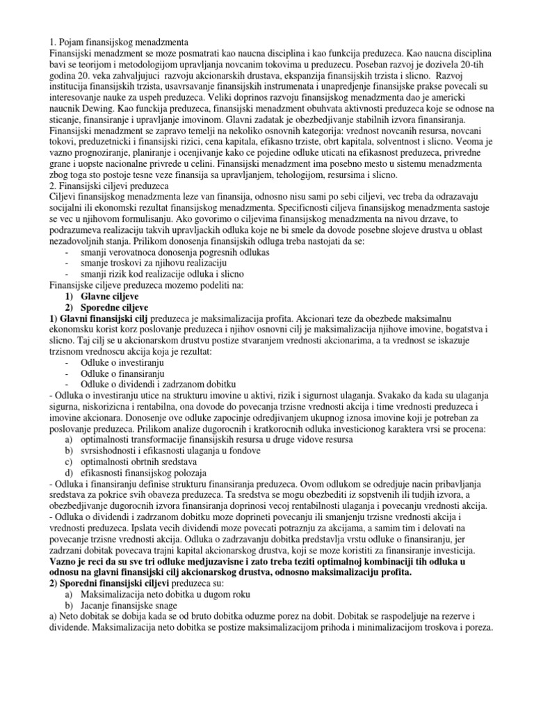 Finansijski Menadzment | PDF