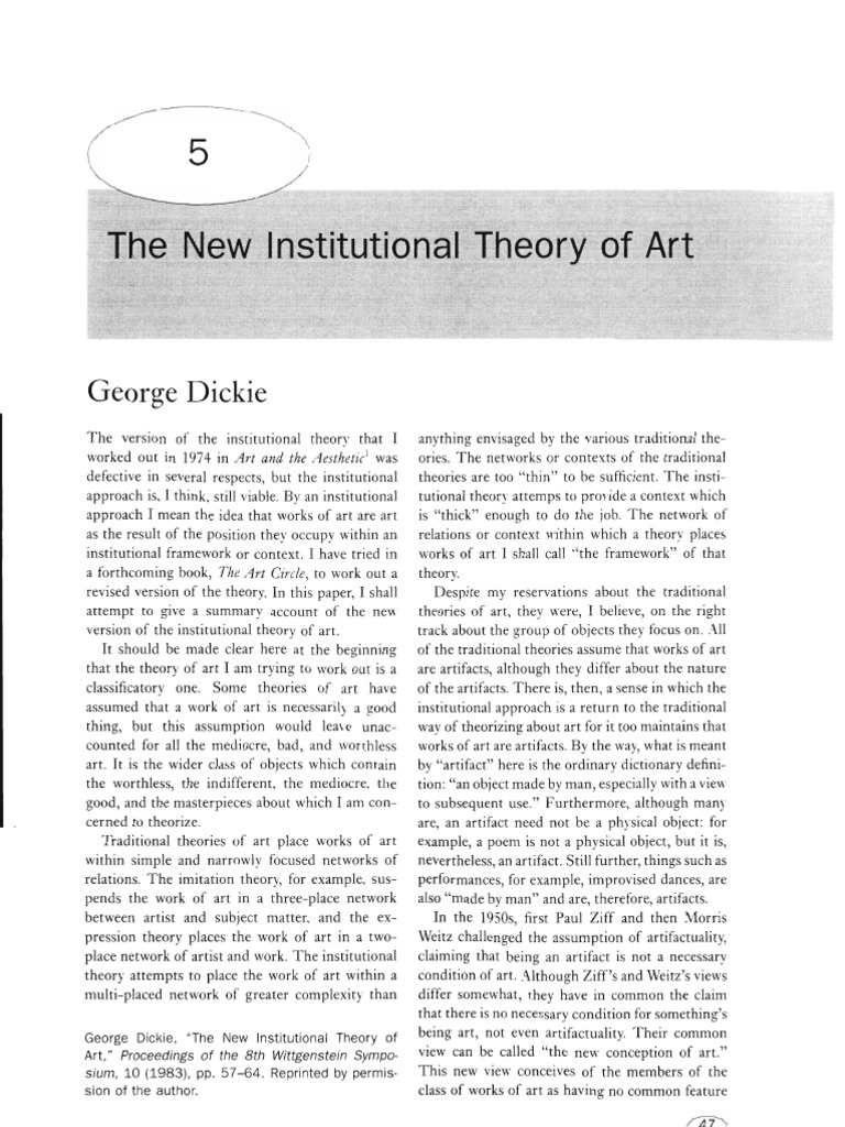 The New Institutional Theory of Art | PDF