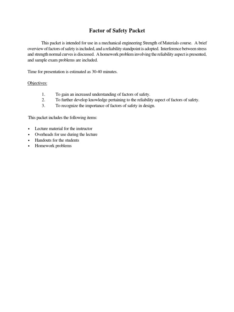 Factor of Safty | PDF | Strength Of Materials | Safety