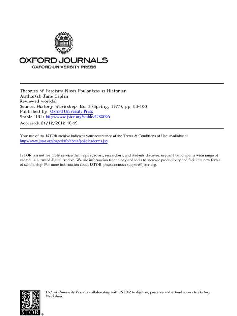 Jane Caplan - Nicos Poulantzas As Historian | PDF | Fascism | Bourgeoisie