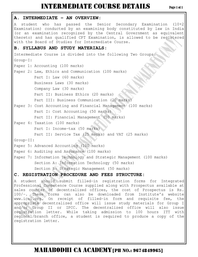 Intermediate Course Overview and Details | PDF