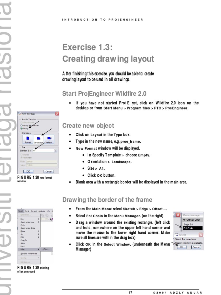 Exercise 1.3: Creating Drawing Layout: Start Pro - Engineer Wildfire 2. ...