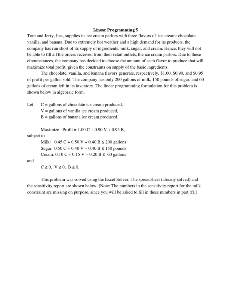 Linear | PDF | Ice Cream | Linear Programming
