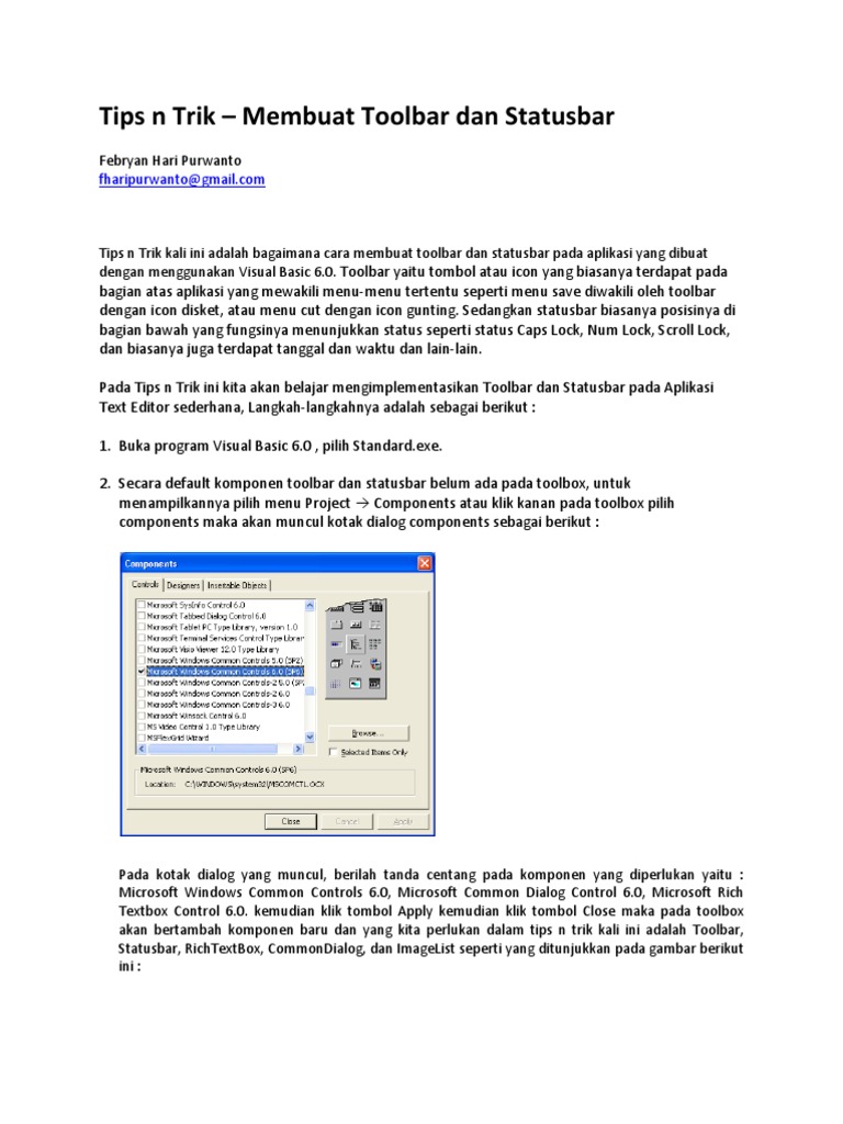 Membuat Toolbar Dan Statusbar Dengan vb6 | PDF | Bisnis