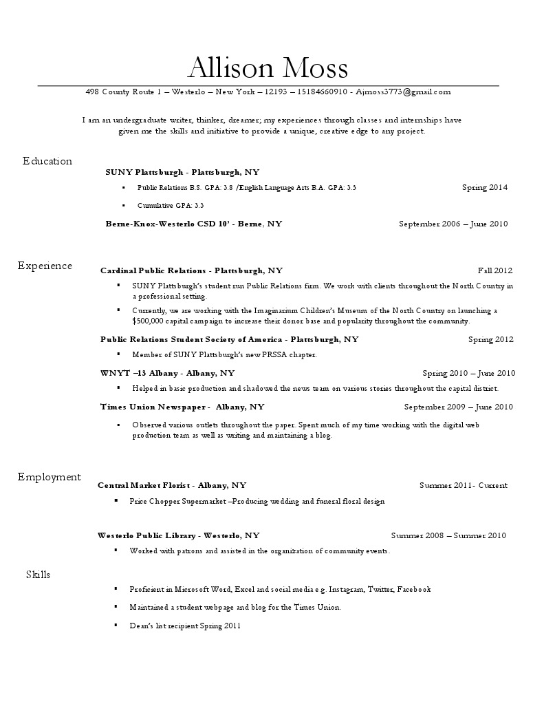 Undergraduate Public Relations Profile | PDF | Career & Growth | Social ...