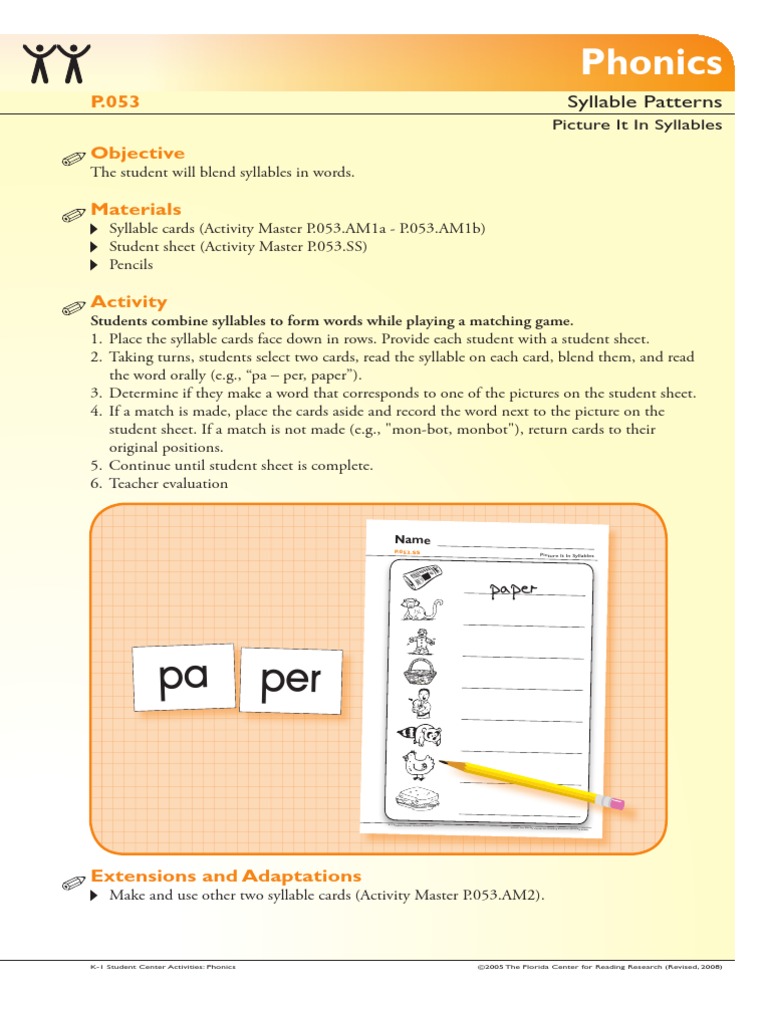 Kindergarten and 1st Grade Syllable Patterns and Morpheme | PDF ...