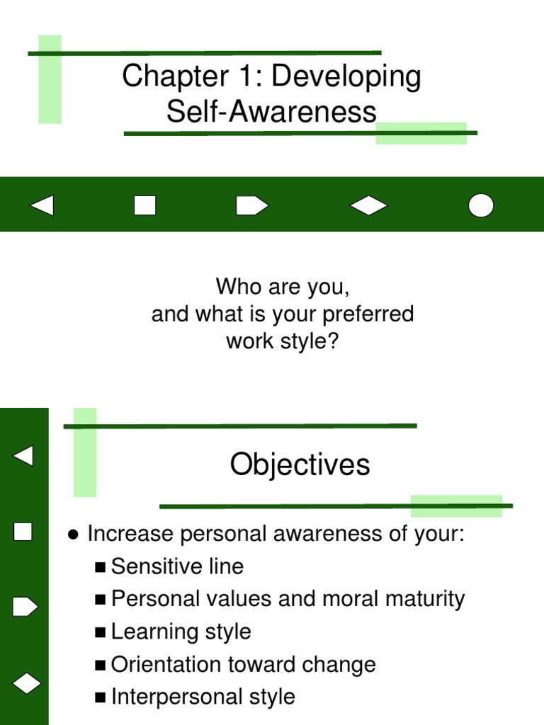 Chapter 1: Developing Self-Awareness: Who Are You, and What Is Your Preferred Work Style? | PDF ...
