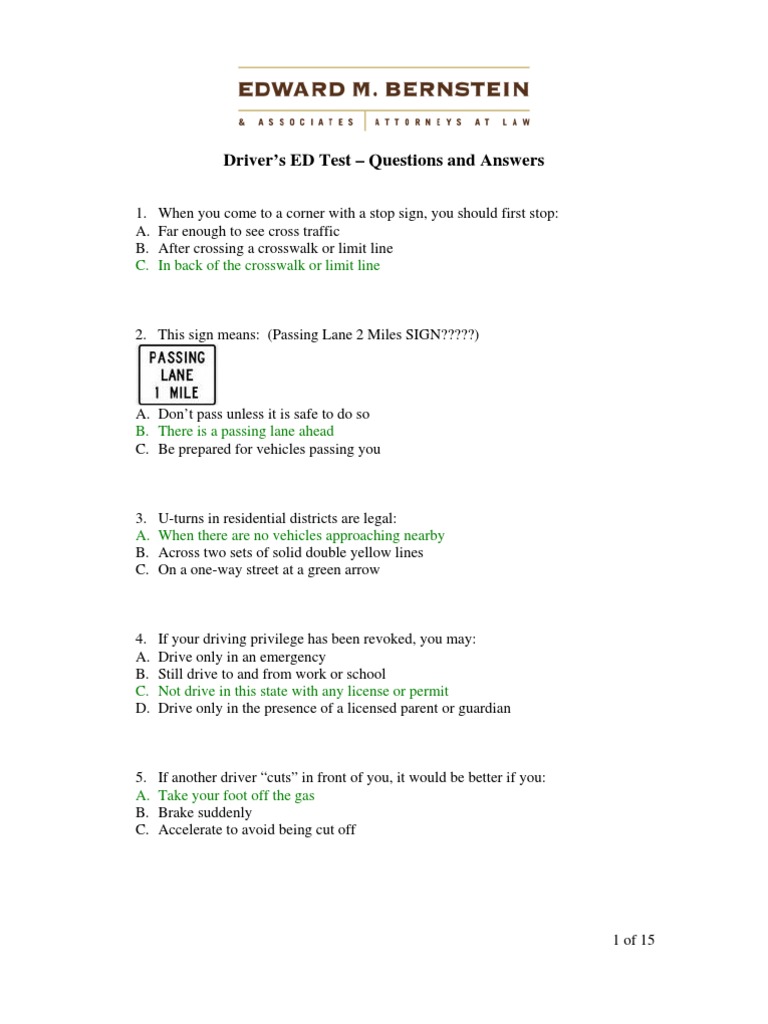 Driver's ED Test – Questions and Answers: A Comprehensive Review of ...