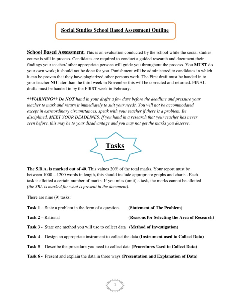 Social Studies SBA Outlines | PDF | Question | Data