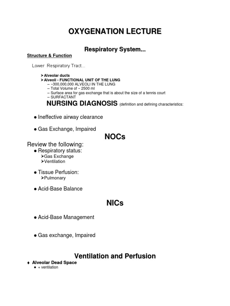 Oxygenation Notes | PDF | Chronic Obstructive Pulmonary Disease | Asthma