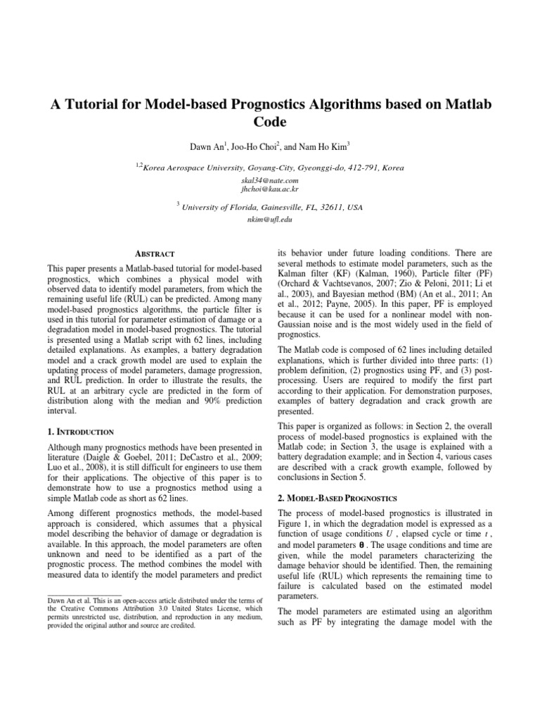 A Tutorial For Model Based Prognostics Algorithms Based On Matlab Code