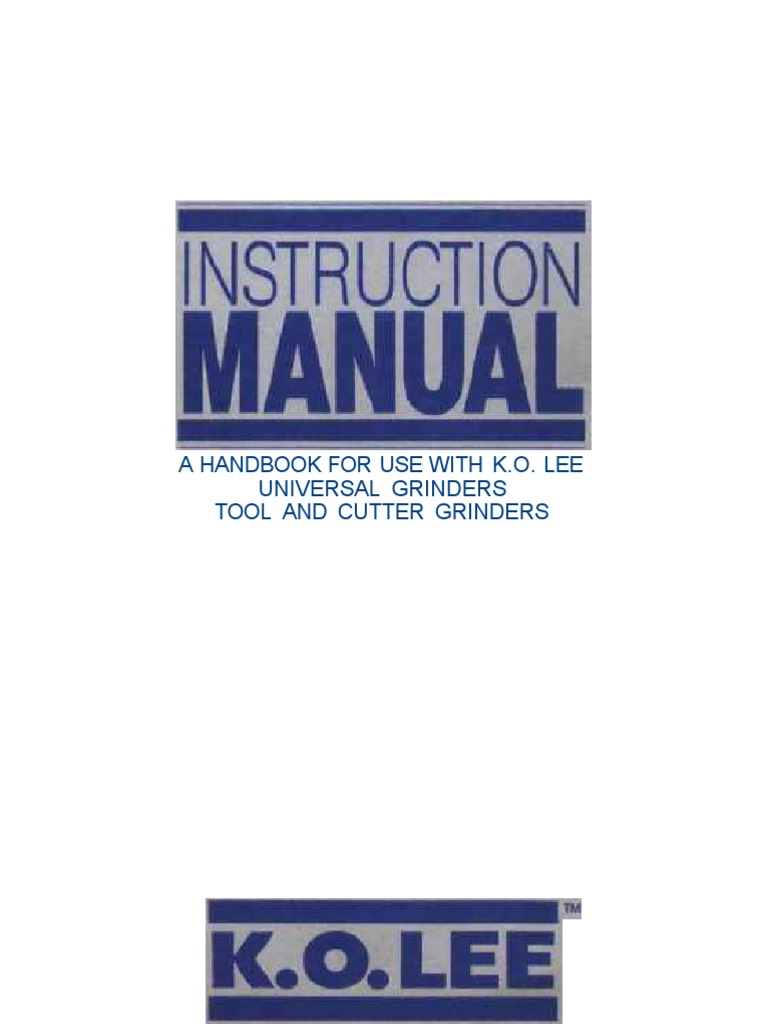 KOLee Tool Grinder Owners Manual | PDF | Grinding (Abrasive Cutting ...