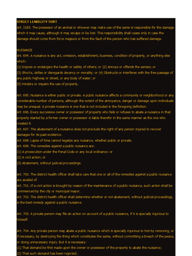 Strict Liability Tort | PDF | Nuisance | Product Liability