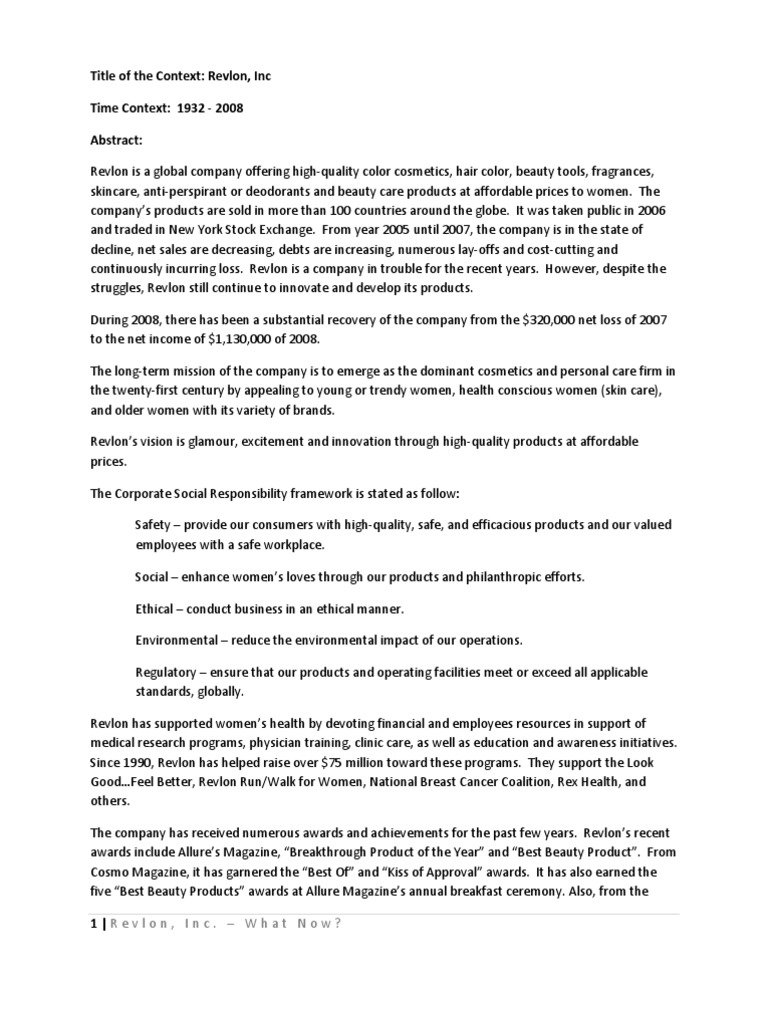 Revlon Case Study | PDF | Competition | Cosmetics