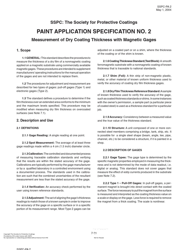 SSPC-PA 2 (2004) - Measurement of DFT With Magnetic Gages PDF | PDF ...