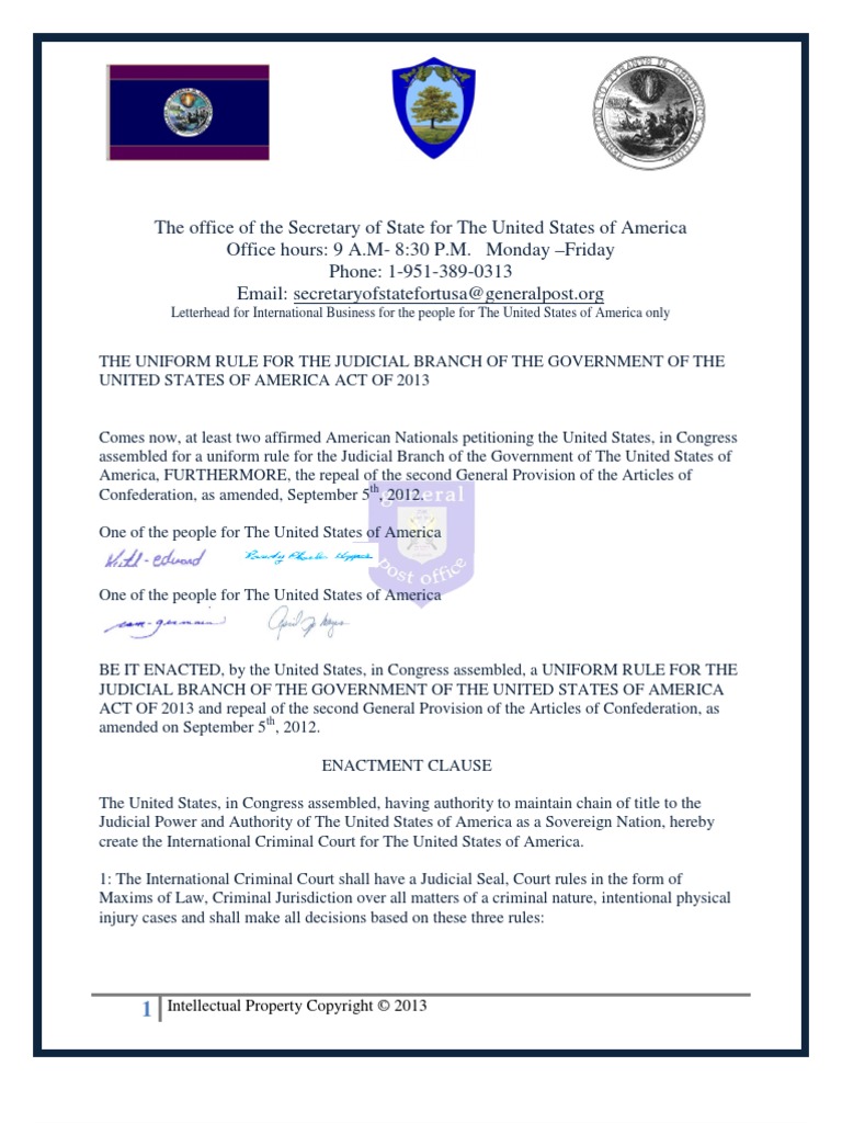 The Uniform Rule For The Judicial Branch of The Government of Theunited ...