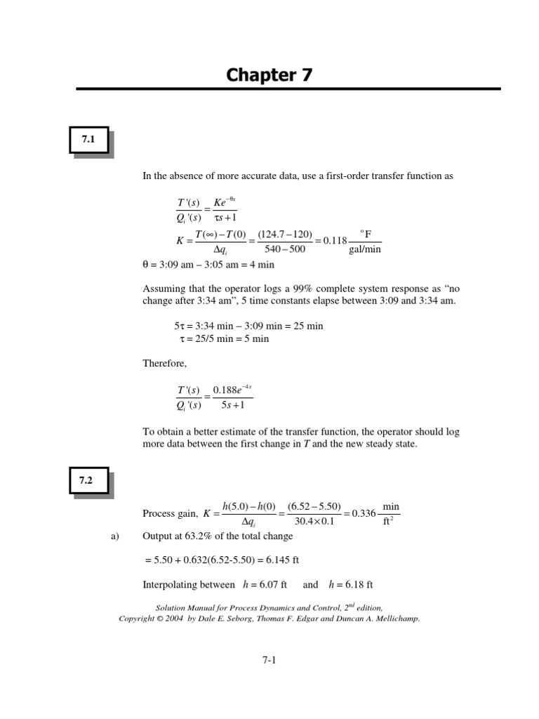 Process Dynamics and Control Solutions | PDF