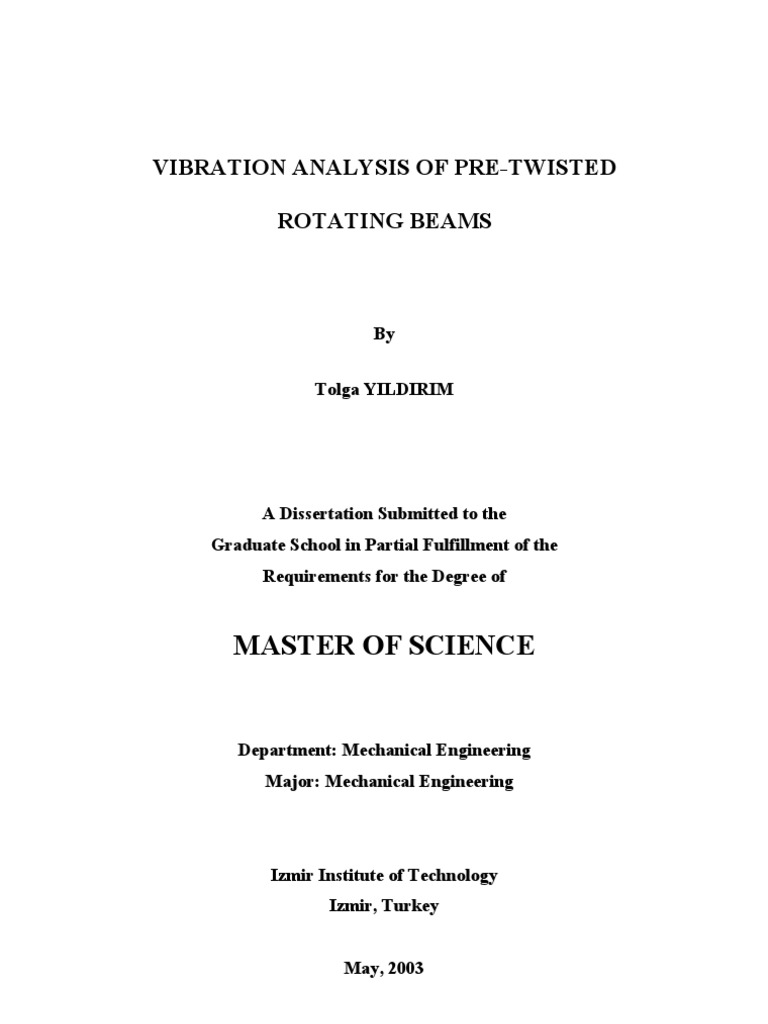 Vibration Analysis Of Pre Twisted Beams Pdf Bending Finite Element Method
