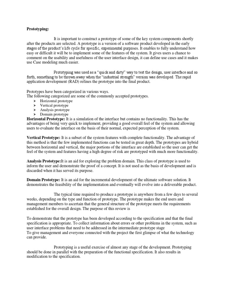 Horizontal Prototype Vertical Prototype Analysis Prototype Domain ...
