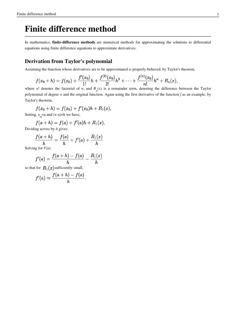 finite difference wikipedia | Mathematics Of Computing | Abstract Algebra