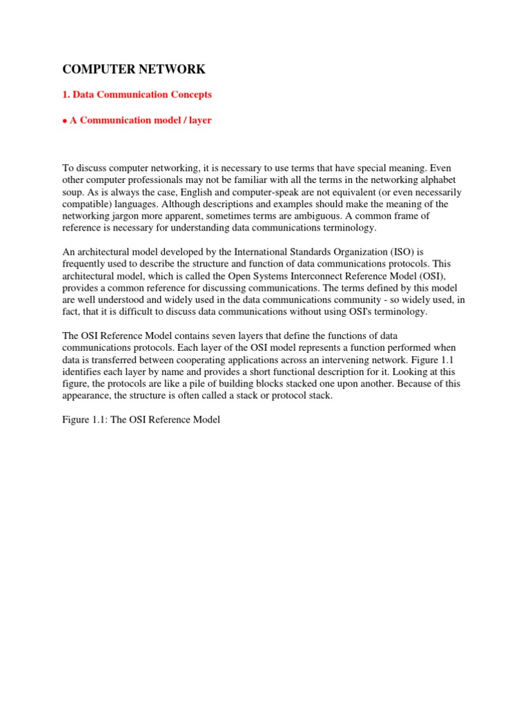 Computer Network: 1. Data Communication Concepts A Communication Model / Layer | PDF | Bandwidth ...