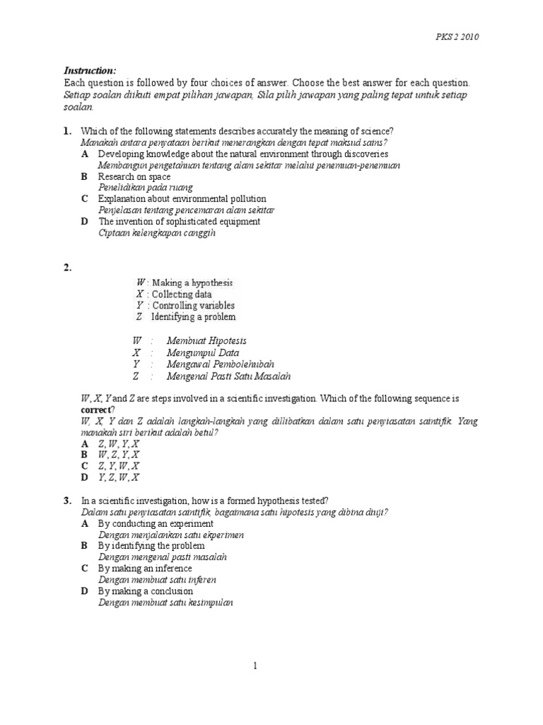 Paper 1 Mid Year Exam Form 4 | PDF