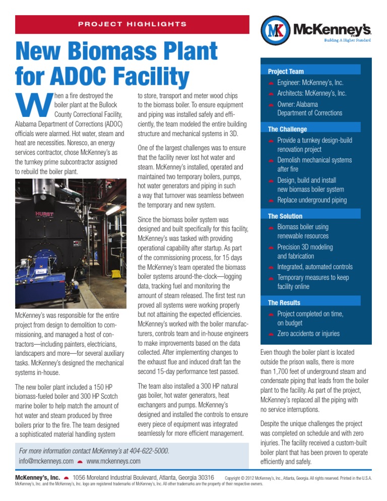 Installation of New Biomass Boiler System For Alabama Department of ...