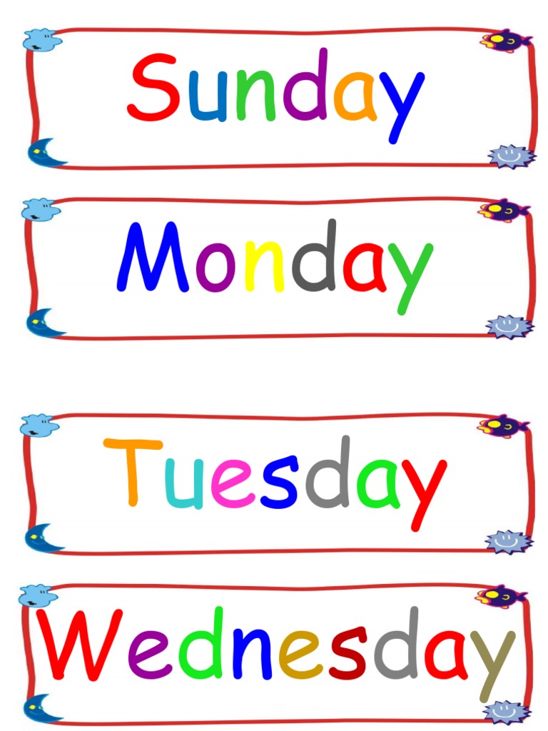 Days of The Week Word Cards | PDF