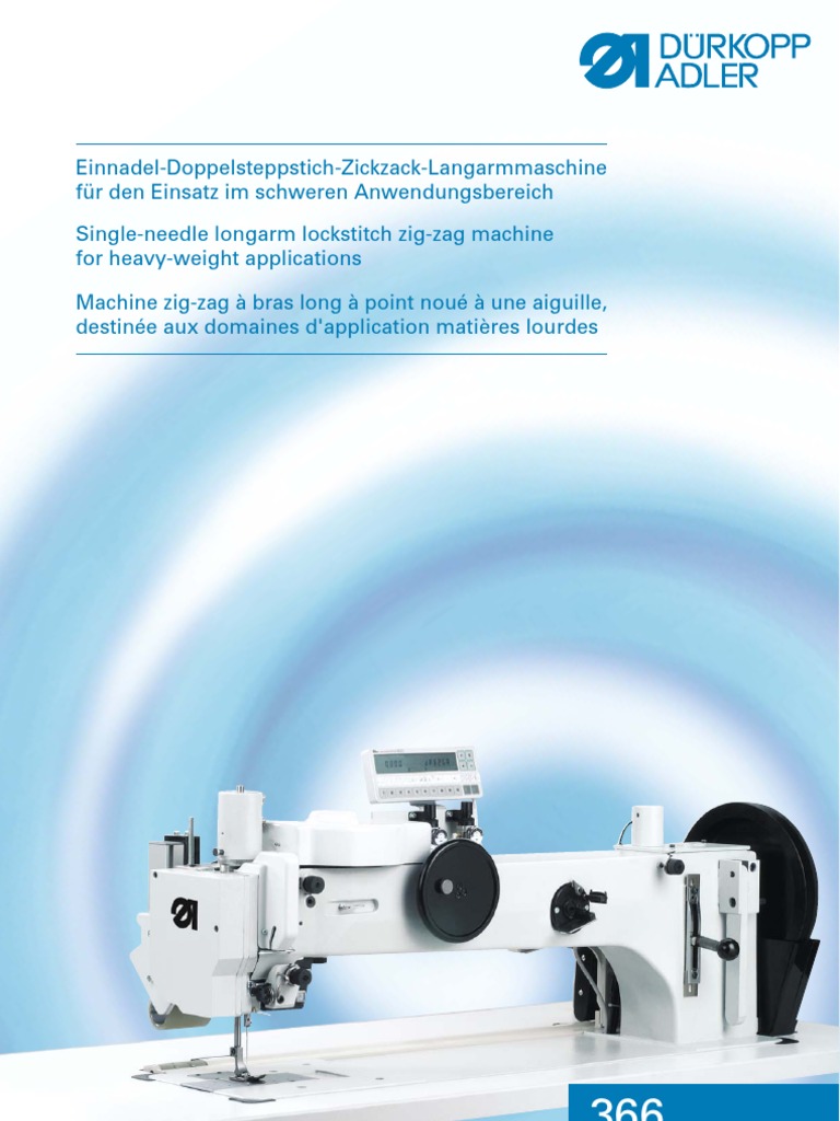 Durkopp Adler 366-76-12-HM Single Needle Long Arm Lockstitch Zig-zag ...